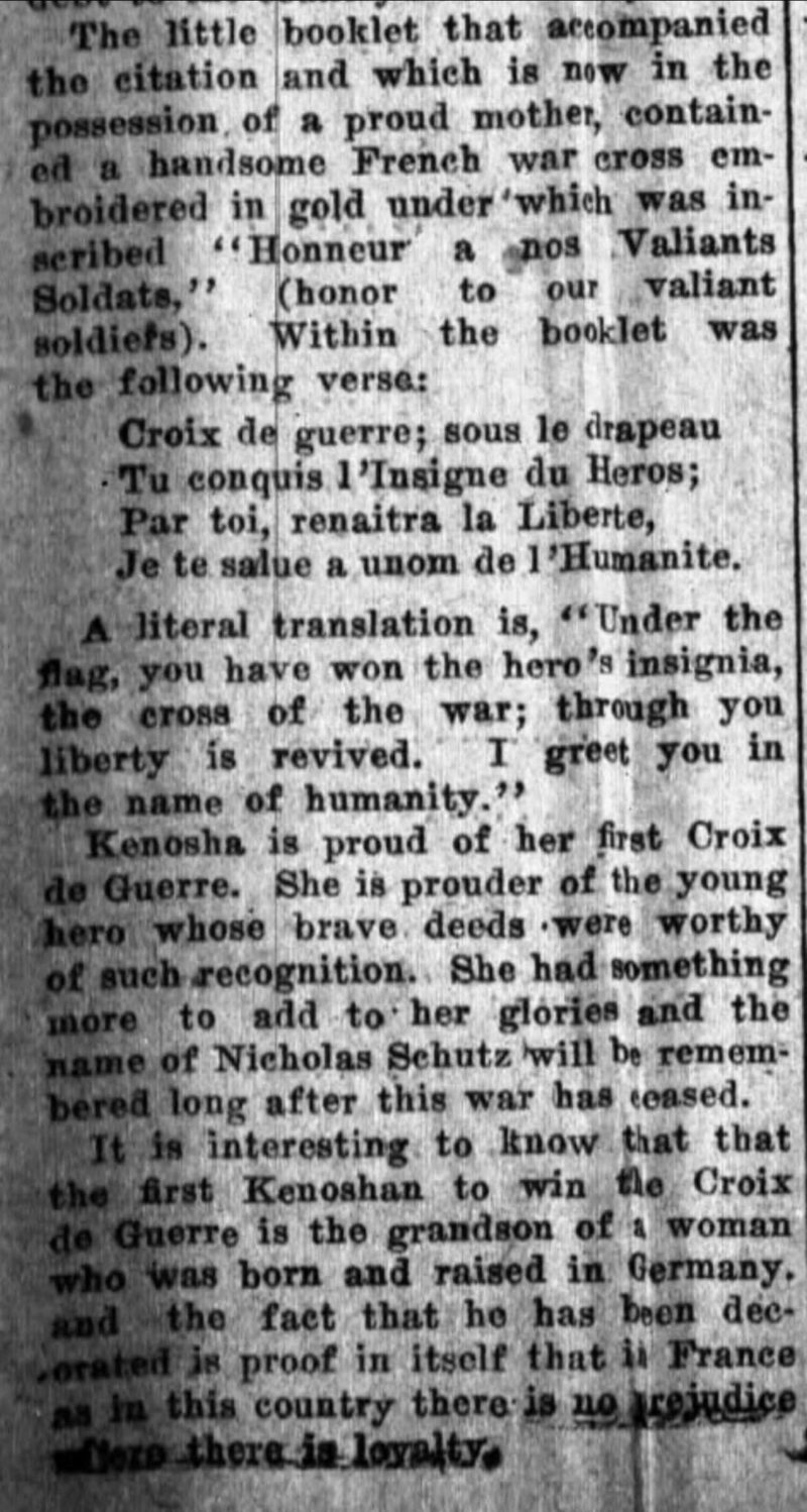 The Hero of Kenosha - The Story of Nicholas A. Schulz, the First ...